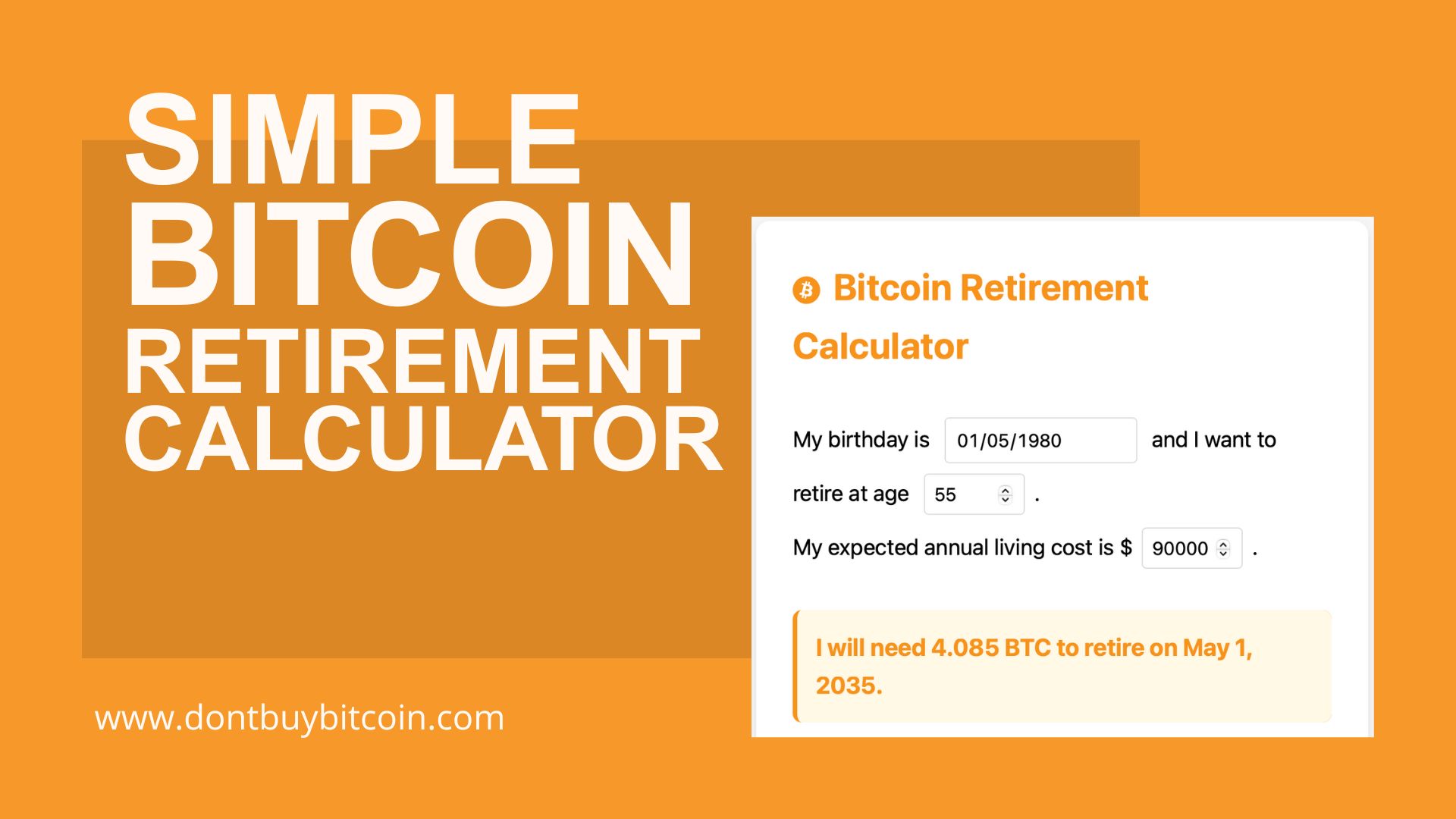 Simple Bitcoin Retirement Calculator | Plan Your BTC Future